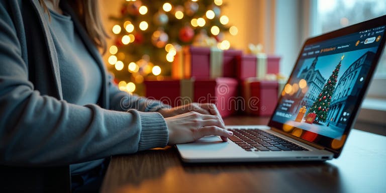 Christmas Coding Oasis: Festive Tech Experience Stock Illustration ...