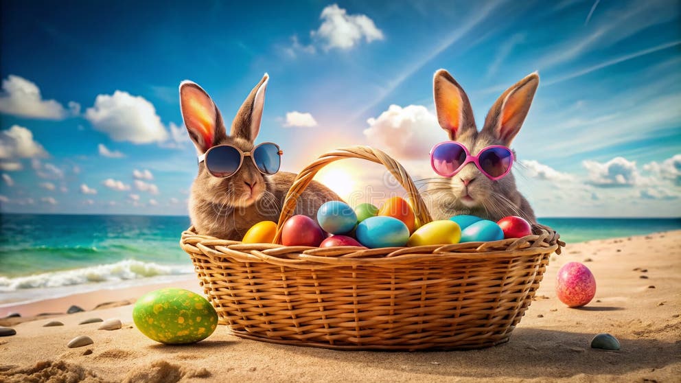 Easter Bunny Beach Panoramic Relaxing Easter Celebration Featuring a ...