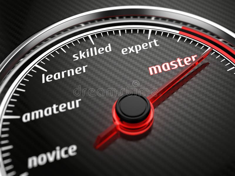Experience Levels Speedmeter with Needle on Master Level Stock ...