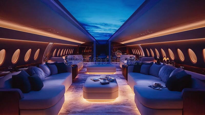Experience Luxurious Private Jet Interiors with Panoramic Sky Views for ...