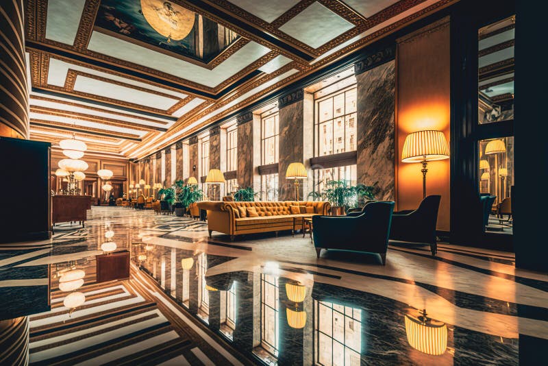 Experience the Luxury of a Modern Hotel Lobby: Large, Long, and Grand ...