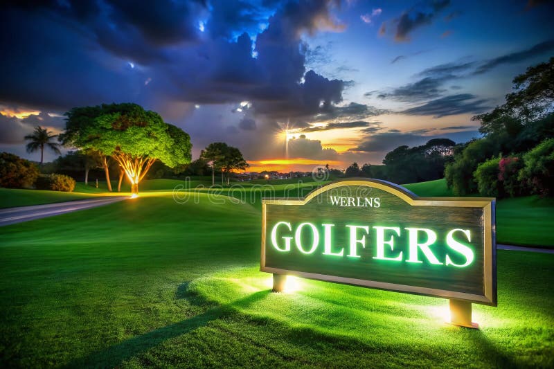 Experience the Magic of Night Golf Illuminated Welcome Sign on a ...
