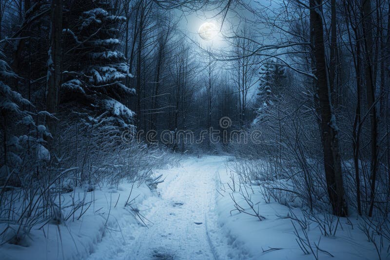 Experience the Magical Tranquility of a Snowy Path Winding through a ...