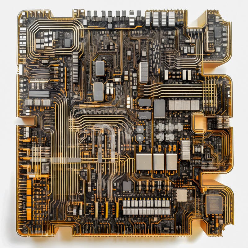 Futuristic AI Circuits Board: Perfect Top View Stock Illustration ...
