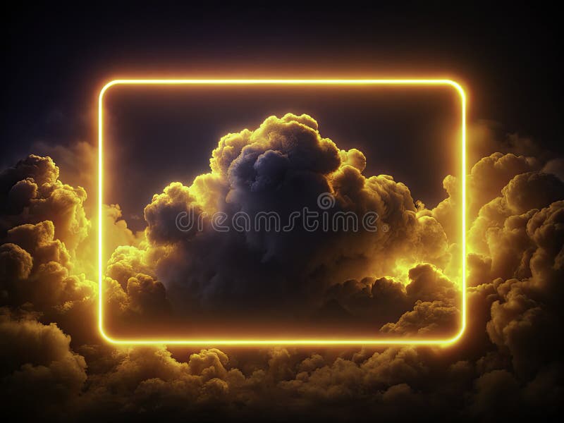 Enthralling Amber Neon Cloud Abstract Night Sky Digital Painting ...