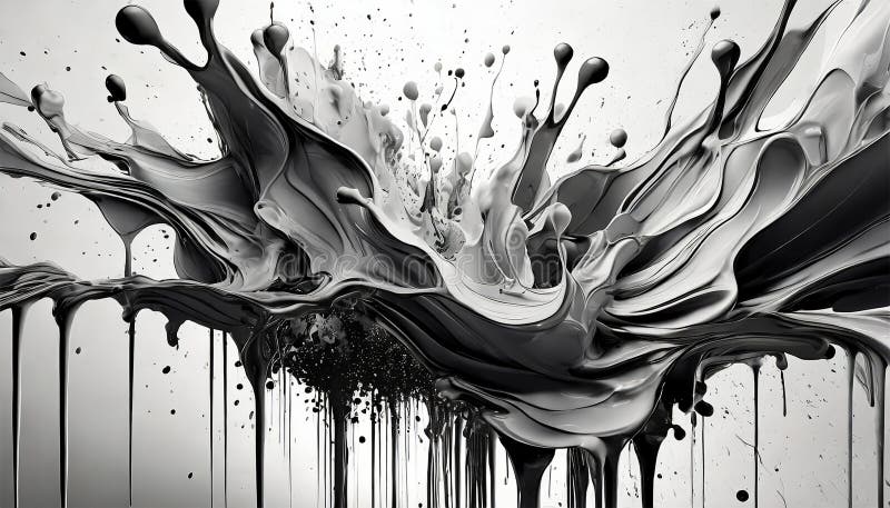 Ink Explosion: Abstract Monochrome Splatters Stock Illustration ...