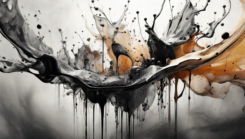Ink Explosion: Abstract Monochrome Splatters Stock Illustration ...