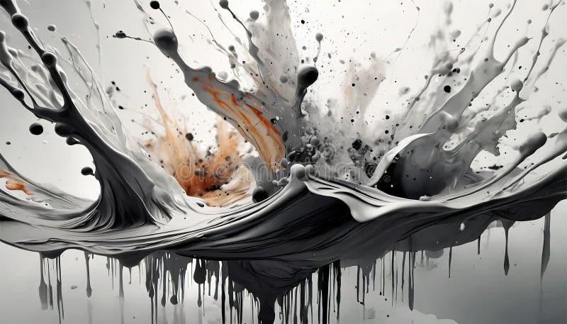 Ink Explosion: Abstract Monochrome Splatters Stock Illustration ...