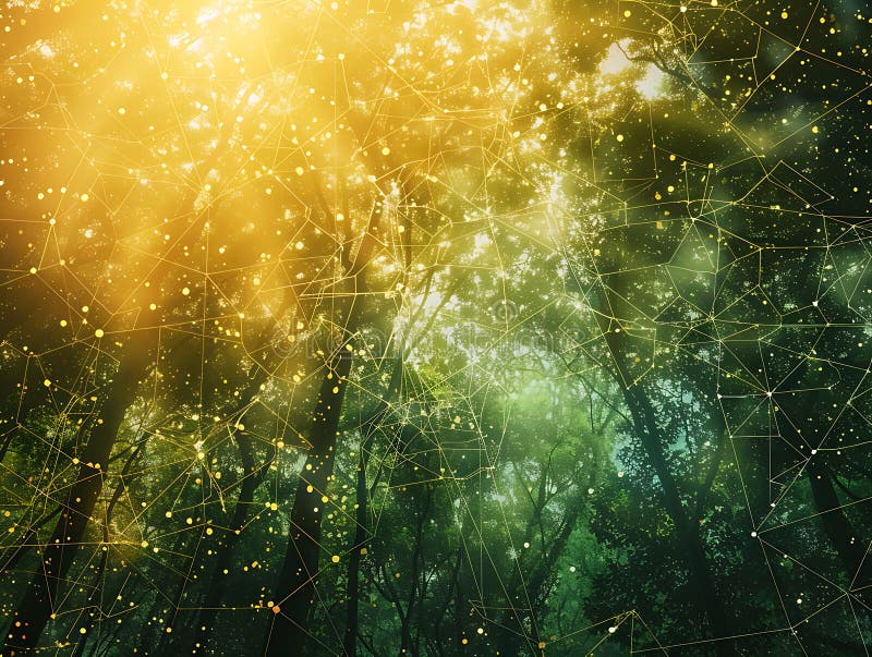 Digital Forest: Magical Abstract Background with Enchanting Tree ...