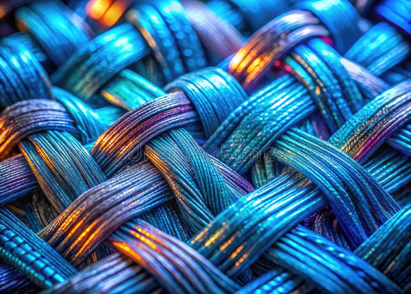 Panoramic AIGenerated Futuristic Fabric Design Electric Blue and Gray ...