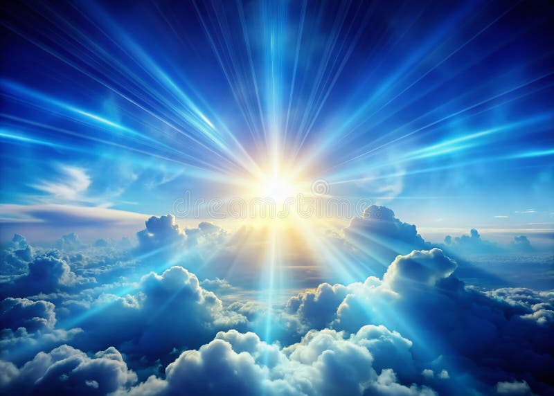 Stunning Double Exposure Animation Heavenly Blue Light Rays Exploding from a Lens Flare a ...