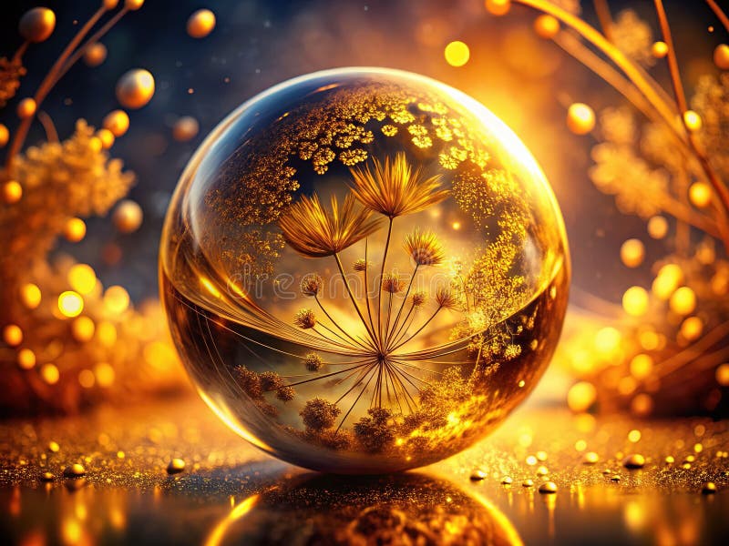 A Captivating Double Exposure of Golden Sphere Seeds Intricate Patterns ...