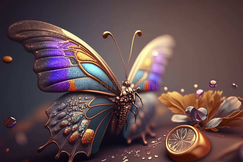 Image of a Beautiful 3D Digital Butterfly, Featuring Vibrant Colors and ...