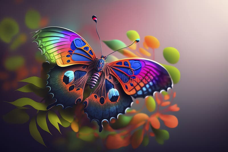 Image of a Beautiful 3D Digital Butterfly, Featuring Vibrant Colors and ...