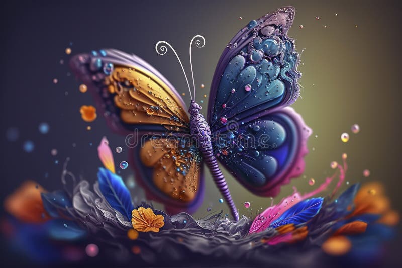 Image of a Beautiful 3D Digital Butterfly, Featuring Vibrant Colors and ...