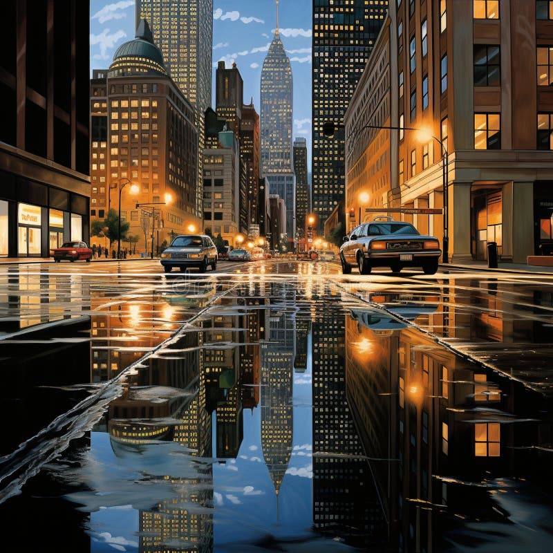 Urban Reflections: the Modern Architecture Captured in a Puddle Stock ...
