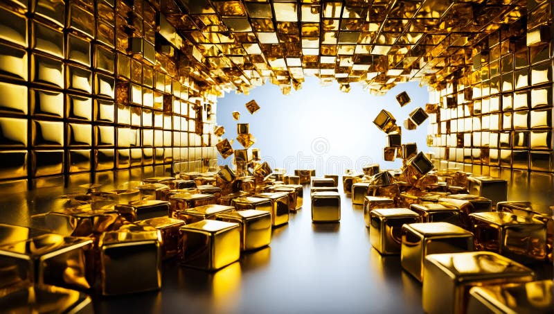 Explore a Futuristic Tech Background with Abstract Digital Golden ...