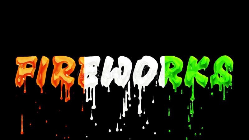 Vibrant Tri-Color Drip Animation on Fireworks Text Stock Video. Perfect ...