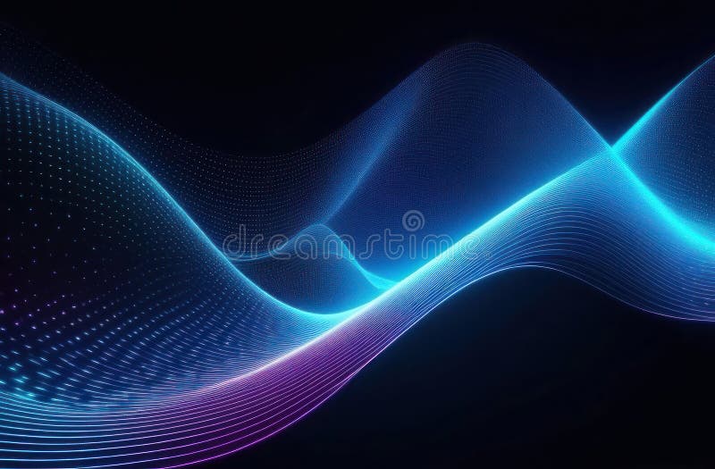 Experience the Mesmerizing Flow of Neon Blue Waves Cascading in a ...