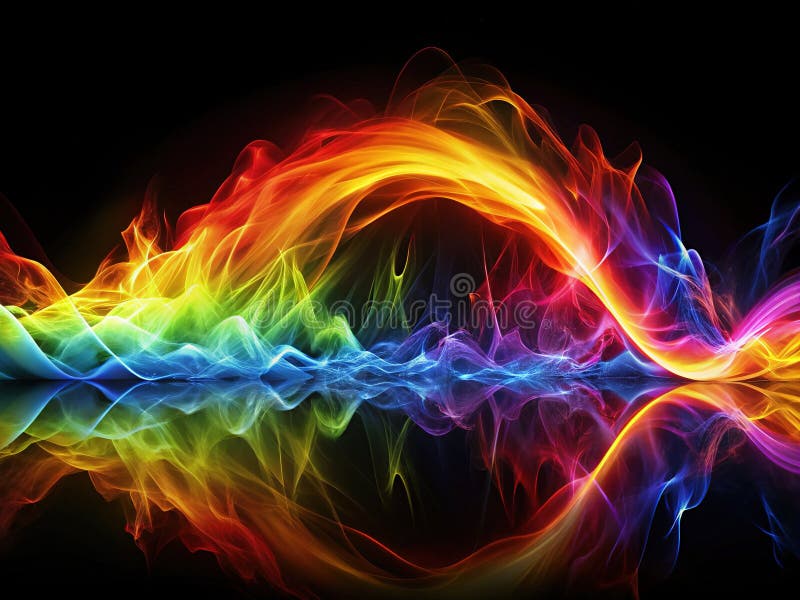 A Captivating Visual Symphony: Fire Rainbow Sound Wave Illustration ...