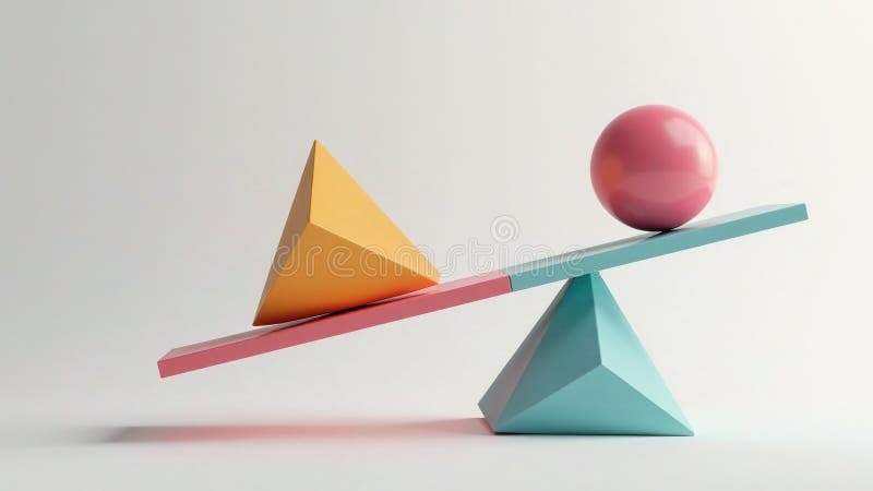 Stunning 3D Geometric Balancing Act a Contemporary Digital Art Piece ...