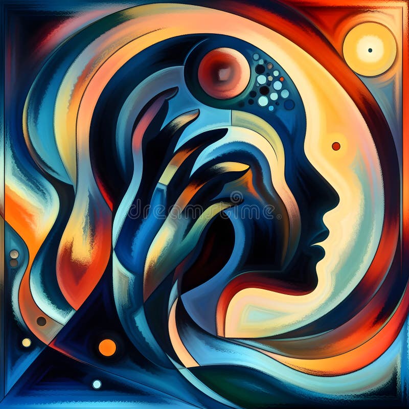 Dance of Shadows: Abstract AI Art of Human Mind Stock Illustration ...
