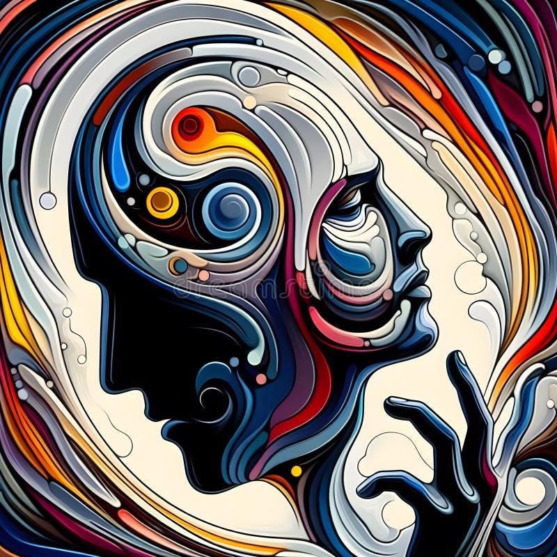 Abstract Shadowscape: AI Art Unveiling Inner Depths Stock Illustration ...