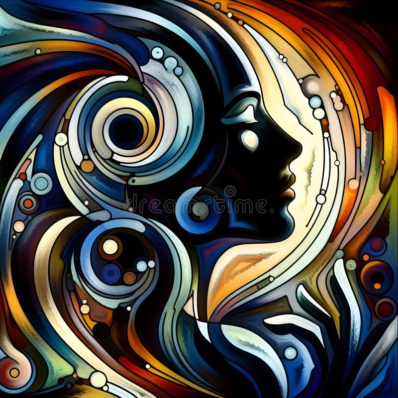 Shadows Revealed: Abstract AI Artwork Exploration Stock Illustration ...