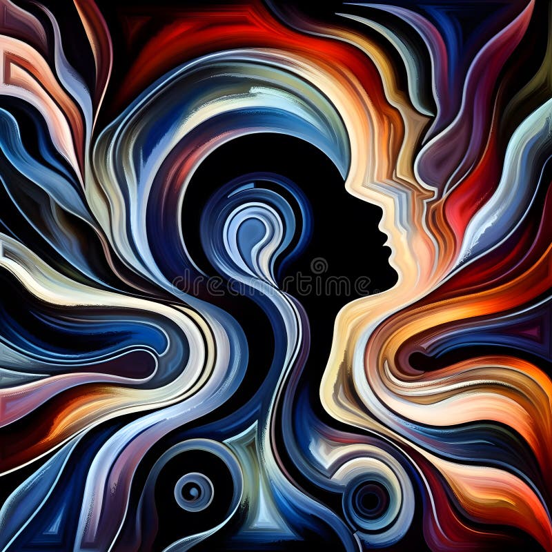 Unveiling Shadows: Abstract AI Art of Human Mind Stock Illustration ...