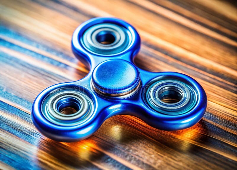 Stunning 360Degree View of a Vibrant Blue Fidget Spinner on a Bold ...