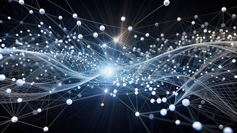 Dynamic White Dot Network on a Striking Black Background a Futuristic ...