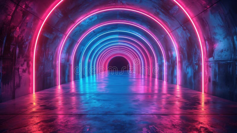 Experience the Mesmerizing Neon Tunnel Enriched with Vibrant and ...