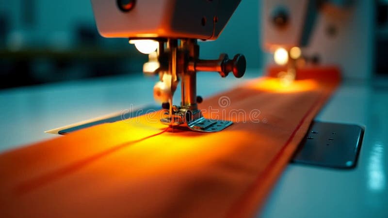 Slow Motion View of Needle and Thread Stitching Fabric with Intricate ...