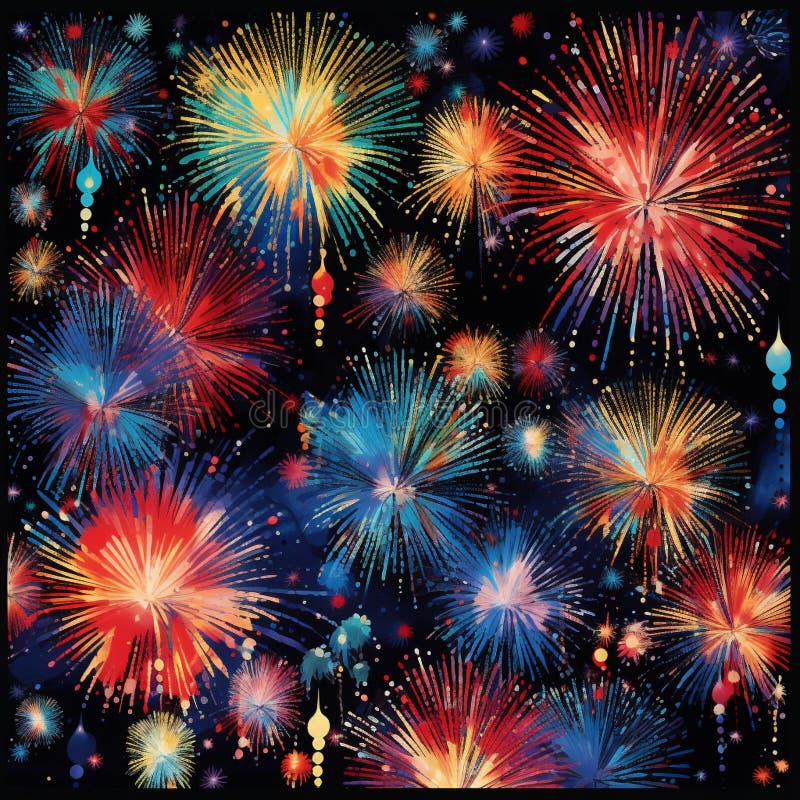 Fireworks Bursting in Vibrant Colors Against a Dark Night Sky Stock ...