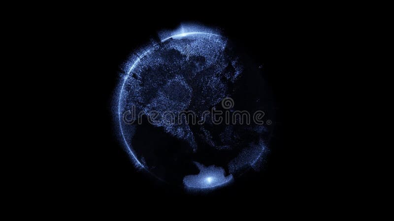 Earth Globe VFX Style HUD Particles Animation on Black Screen Sci-Fi ...