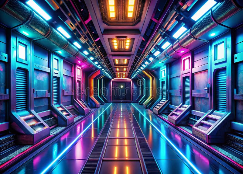Experience the Mystical Glow of a Futuristic Spaceship Corridor: a ...