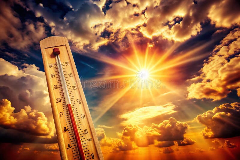 Extreme Summer Heat a Double Exposure Image of a Blazing Sun and a ...