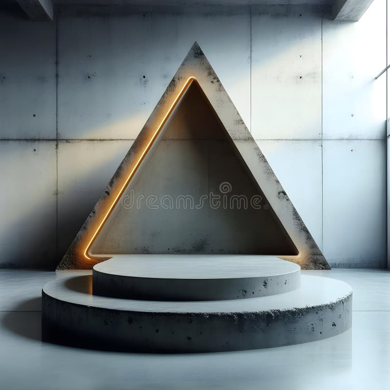 Modern Glass Podium Triangular Concrete Textures with Energetic ...