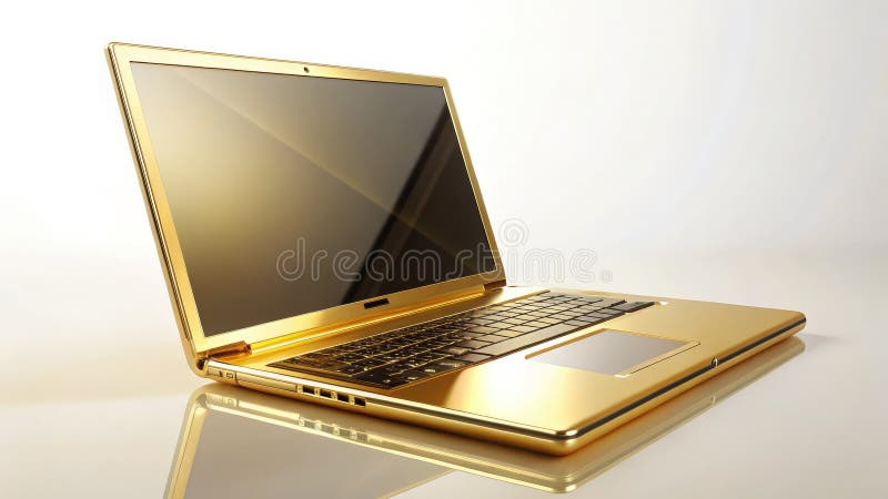 Premium Gold Laptop Futuristic Design Luxurious Technology in a ...