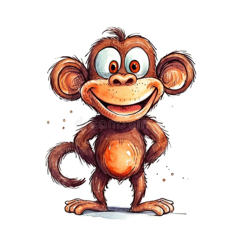 Playful Monkey Cartoon Illustration Stock Illustration - Illustration ...