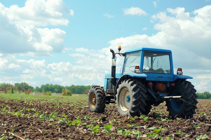 An Agricultural Tractor Driving in the Field Stock Photo - Image of ...