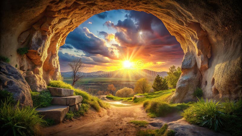 Empty Tomb a Glowing Symbol of Hope and Rebirth in Digital Art ...