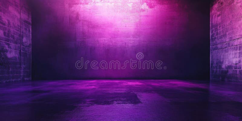 Experience a Purple Room with Bright Neon Lighting and Concrete ...
