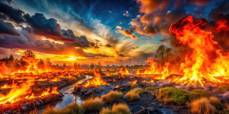 A Surreal and Powerful Abstract Fire Landscape a Digital Masterpiece of ...