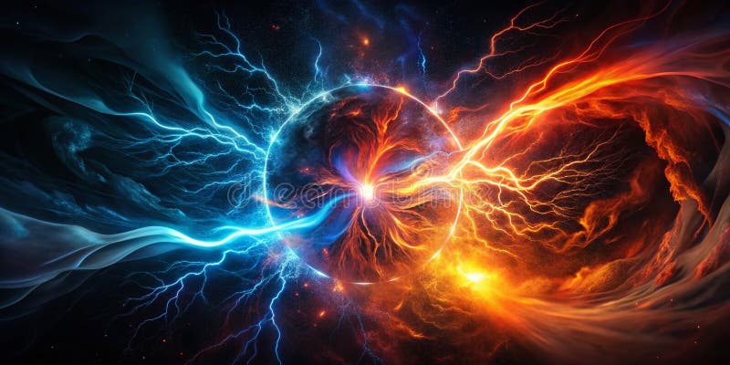 Dynamic Abstract Swirl of Fire Ice Plasma and Lightning a Captivating ...