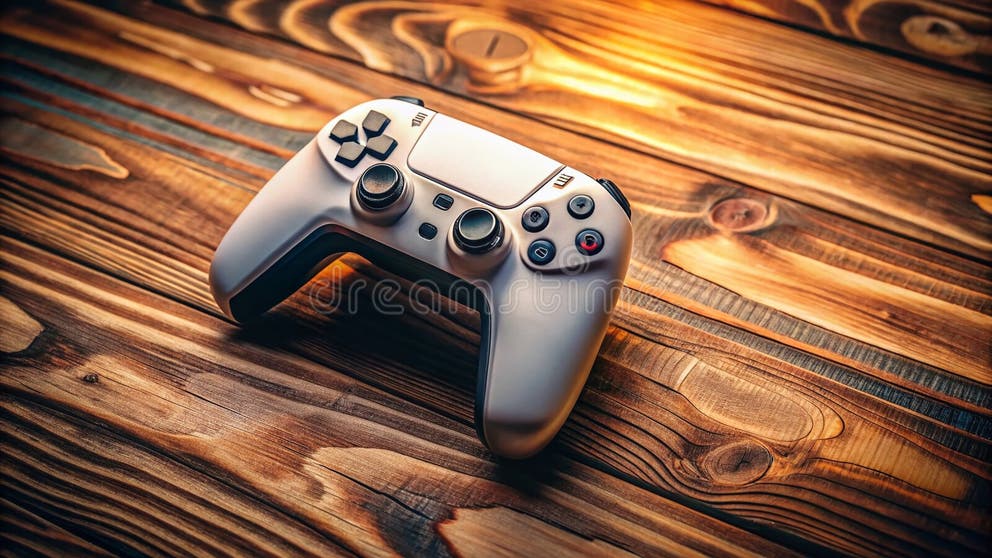 Immersive Gaming Experience PlayStation 5 Controller on Rustic Wood ...