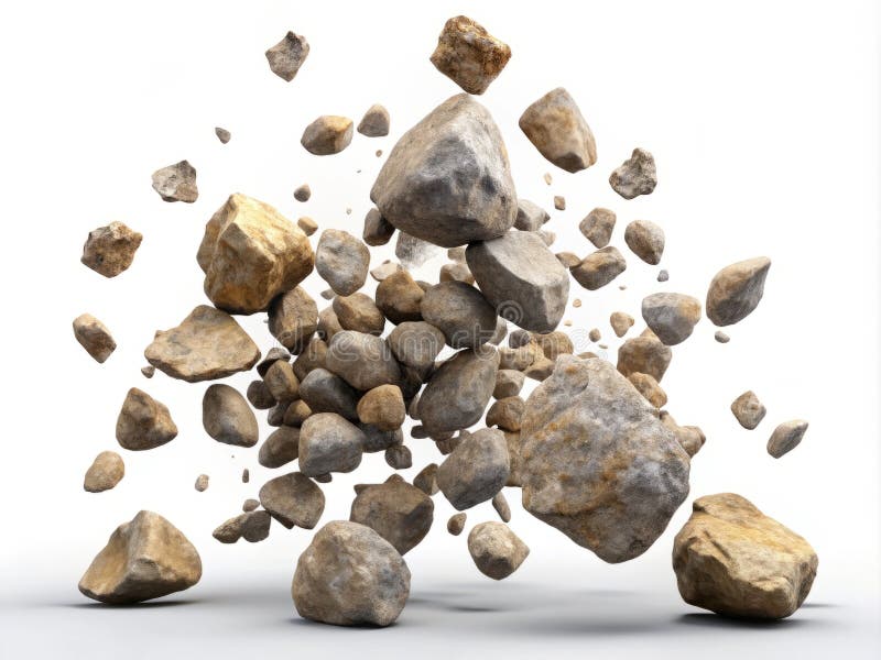 Dynamic 3D Rendered Falling Rocks: Realistic Stone Fragments in Motion ...