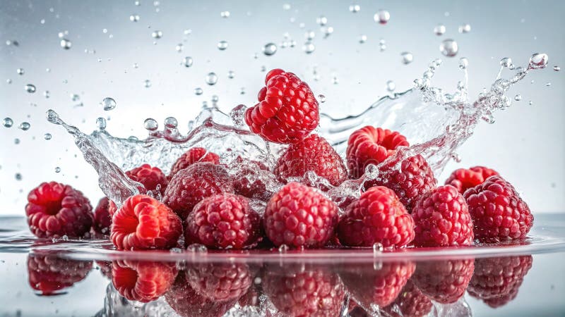 A Vibrant Burst of Summer Fresh Red Raspberry Splash Photography ...