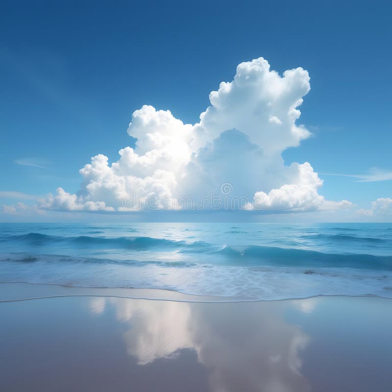 Tranquil Beachscape with Minimalistic Clouds in Fluorescent Light Stock ...