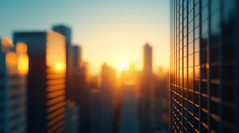 Urban Skyline at Sunset with ESG Focus on Modern Architecture and ...